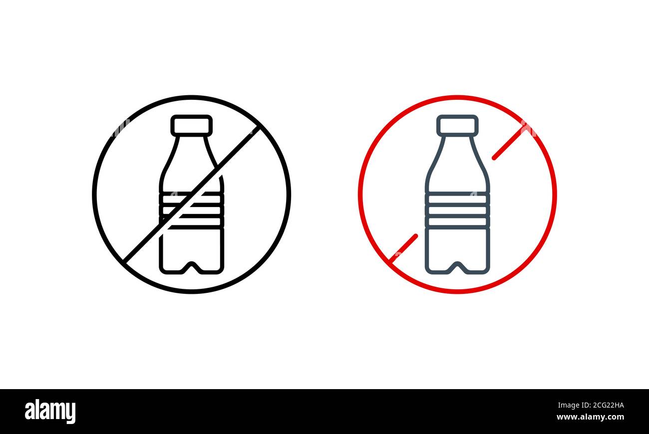 Stop using plastic water bottle icon. Save environment concept. Vector ...