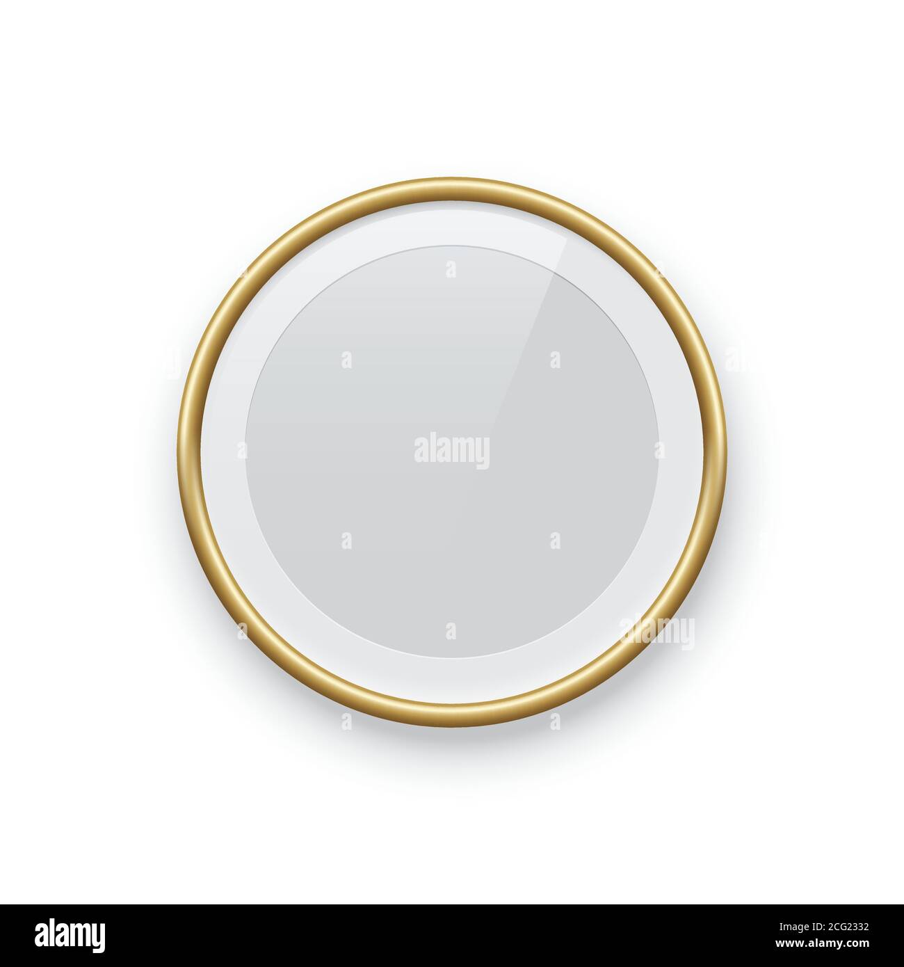 Round golden picture or photo frame isolated on white background ...