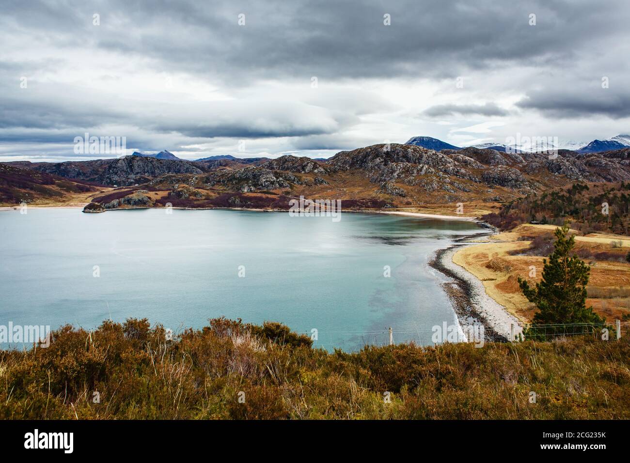 Scottish landscape of lake and rocky mountains in Scotland Stock Photo ...