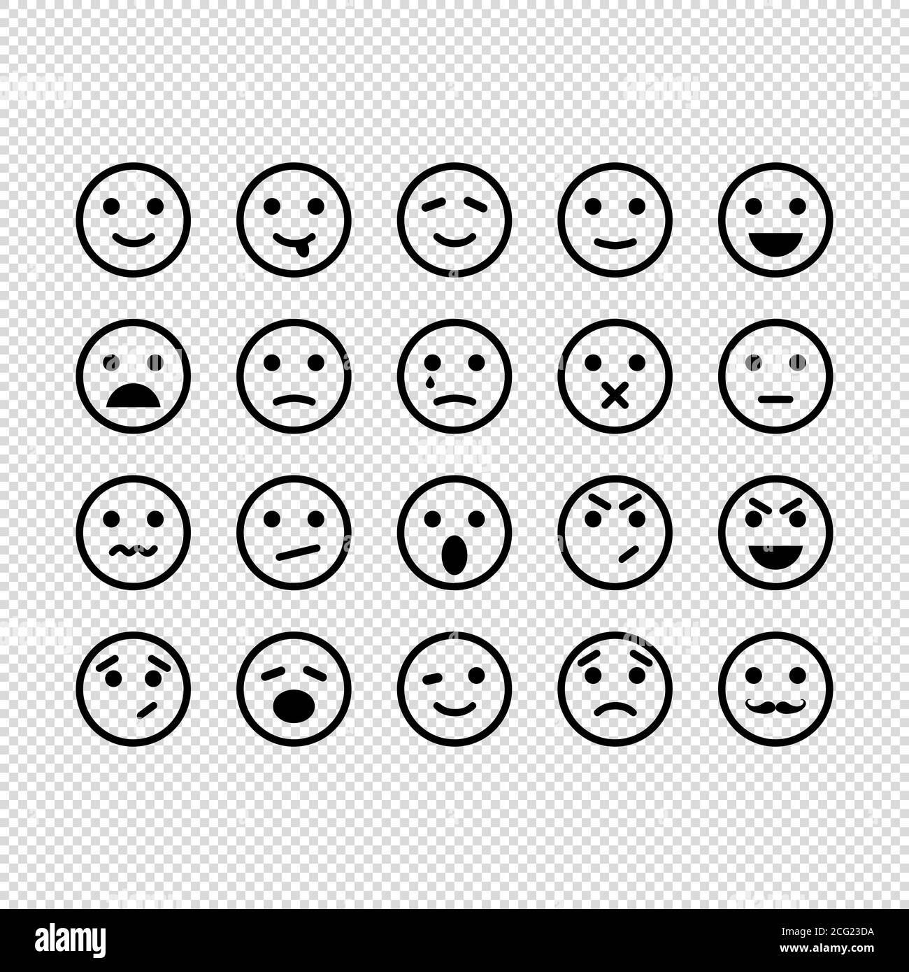 Emotion icon set on transparent background. Collection emoji. Vector ...
