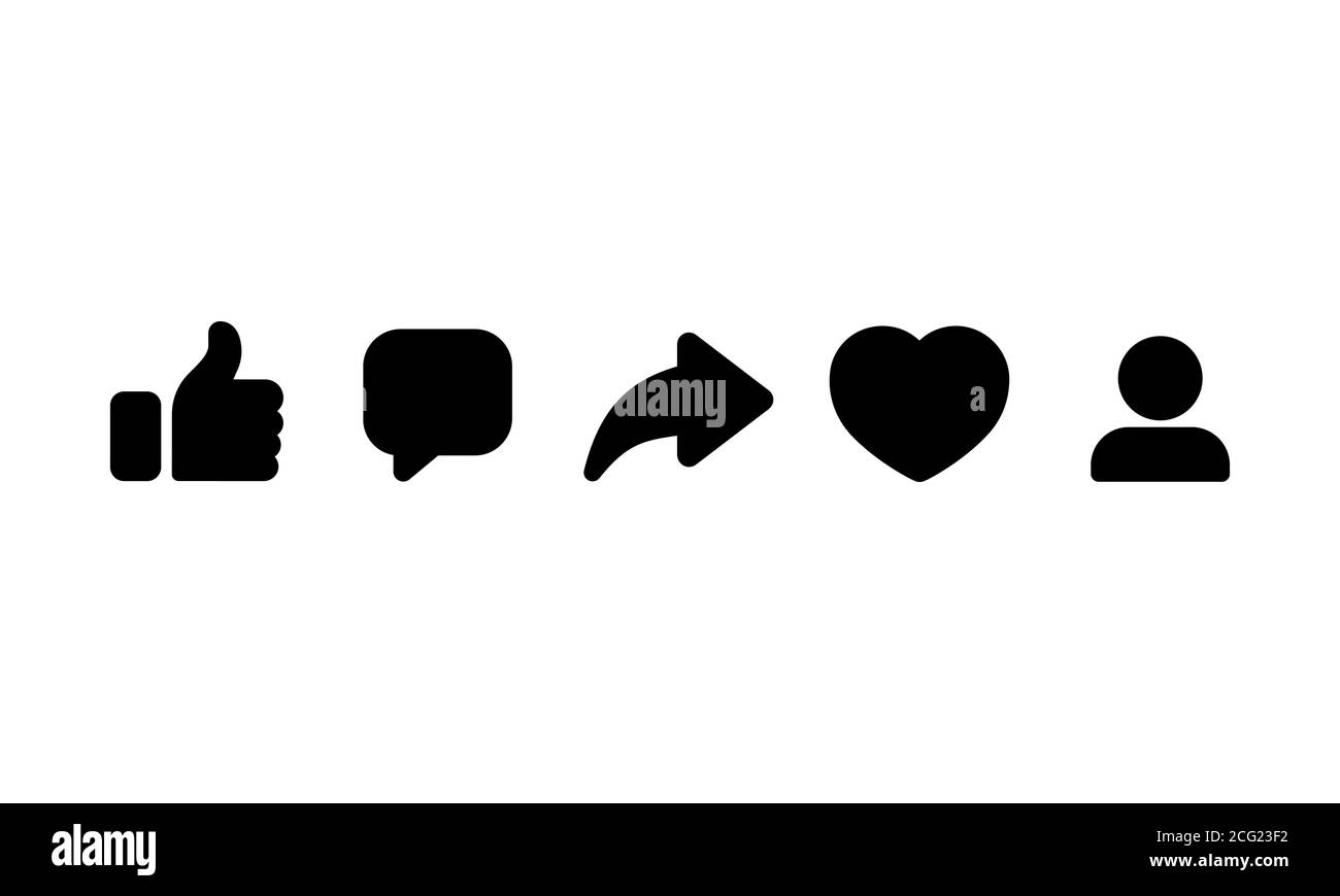 Social media icon. Thumbs up, repost, sharing, like, comment. Vector on ...