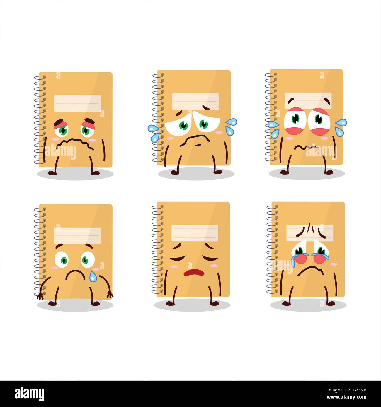 Brown spiral notebooks cartoon character with sad expression Stock ...