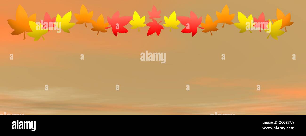 Autumn leaves in the sky background - 3D render Stock Photo - Alamy