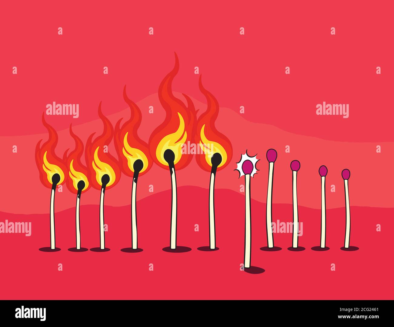 Fire spreading - Break the line concept - social distance illustration ...