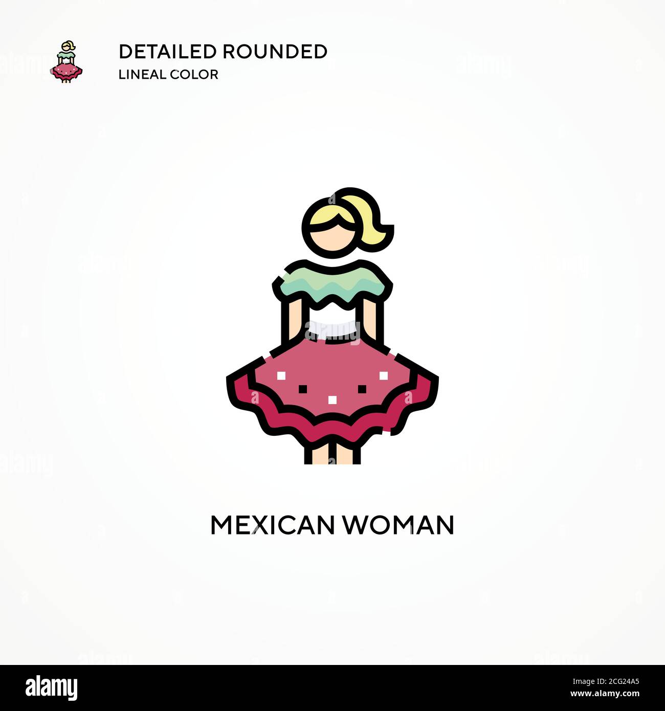 Mexican woman vector icon. Modern vector illustration concepts. Easy to ...