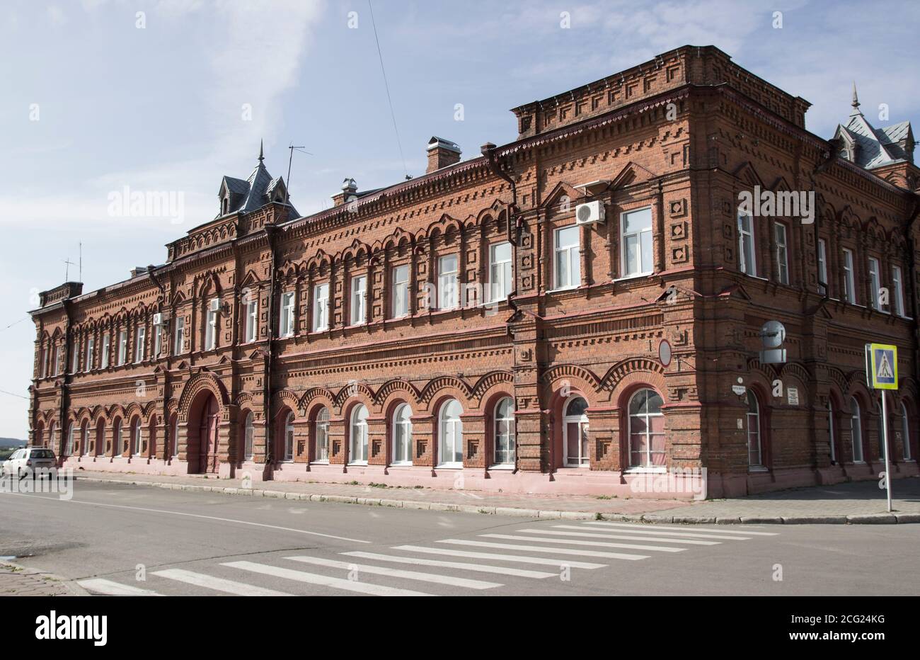 Old brick building in the Siberian city of Tomsk. Beautiful building ...