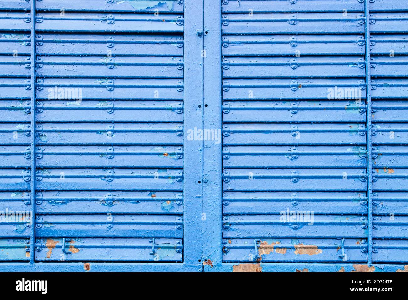 Painted corrugated metal texture. Abstract background painted in blue ...