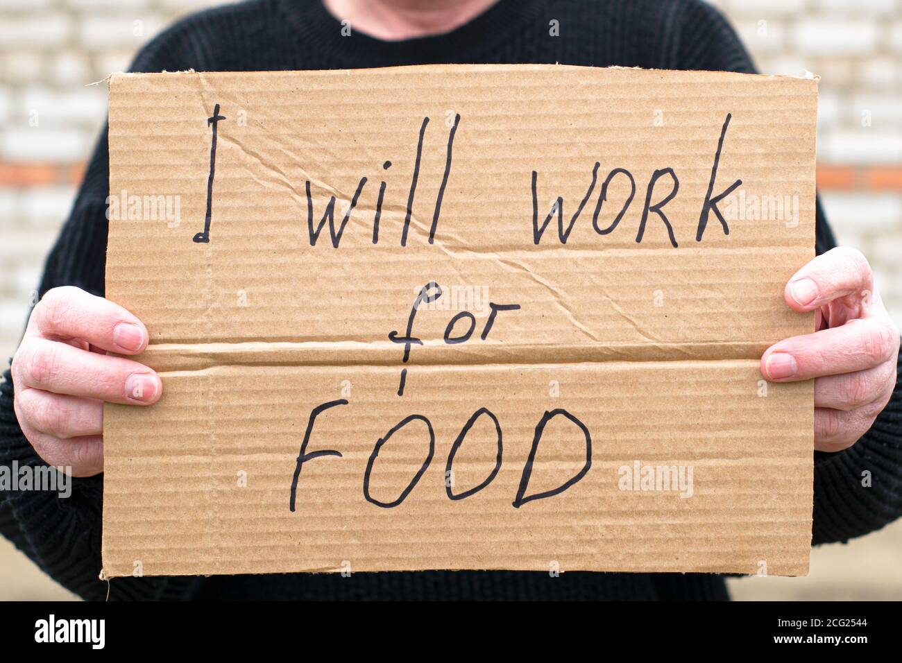 Will work for food sign hi-res stock photography and images - Alamy