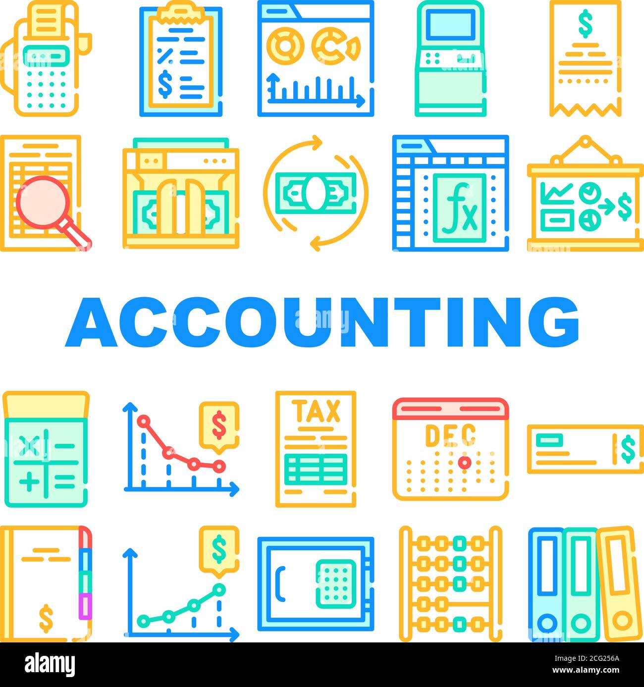 Accounting And Finance Collection Icons Set Vector Illustrations Stock ...