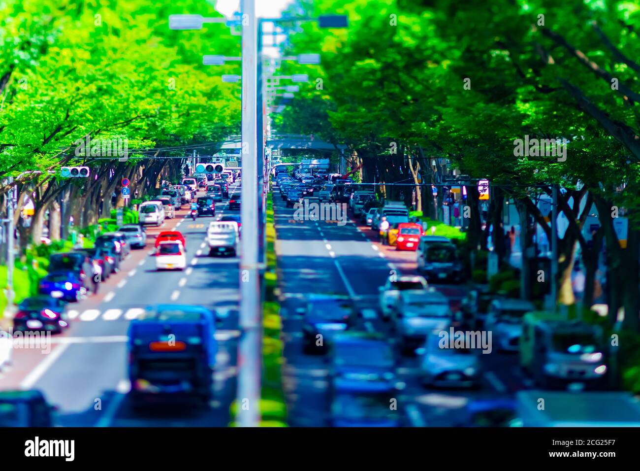 A miniature cityscape at Omotesando avenue in Tokyo tiltshift Stock ...