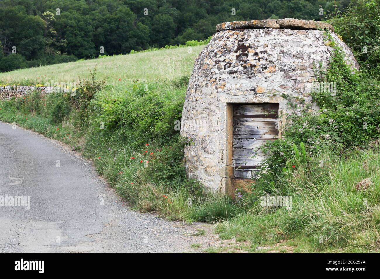 Old and typical stone hut called cadole in french language in the ...