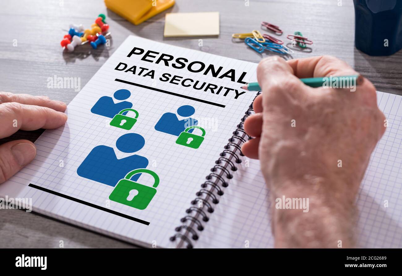 Hand drawing personal data security concept on a notepad Stock Photo ...