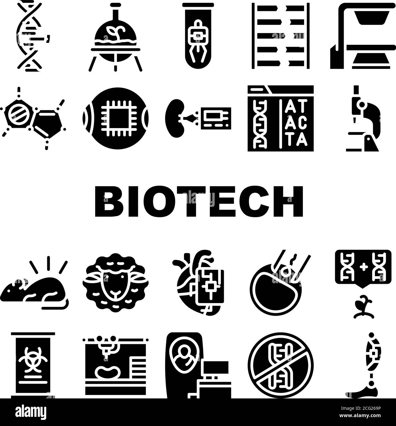 Biotech Technology Collection Icons Set Vector Illustrations Stock ...