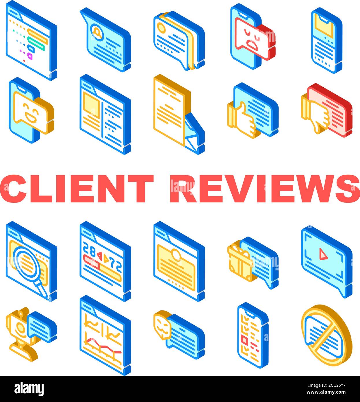 Client Review Feedback Collection Icons Set Vector Stock Vector Image ...