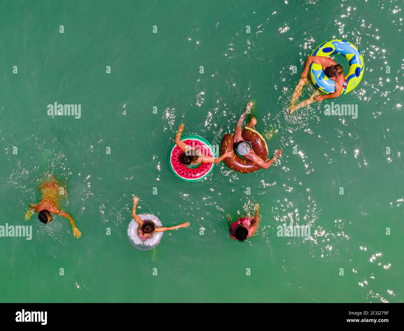 People Swimming In Ocean, Aerial Sea Photography Stock Photo - Alamy