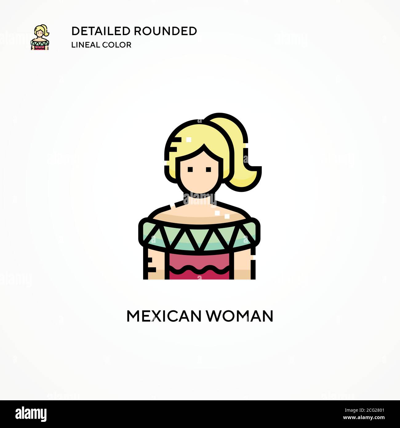 Mexican woman vector icon. Modern vector illustration concepts. Easy to ...