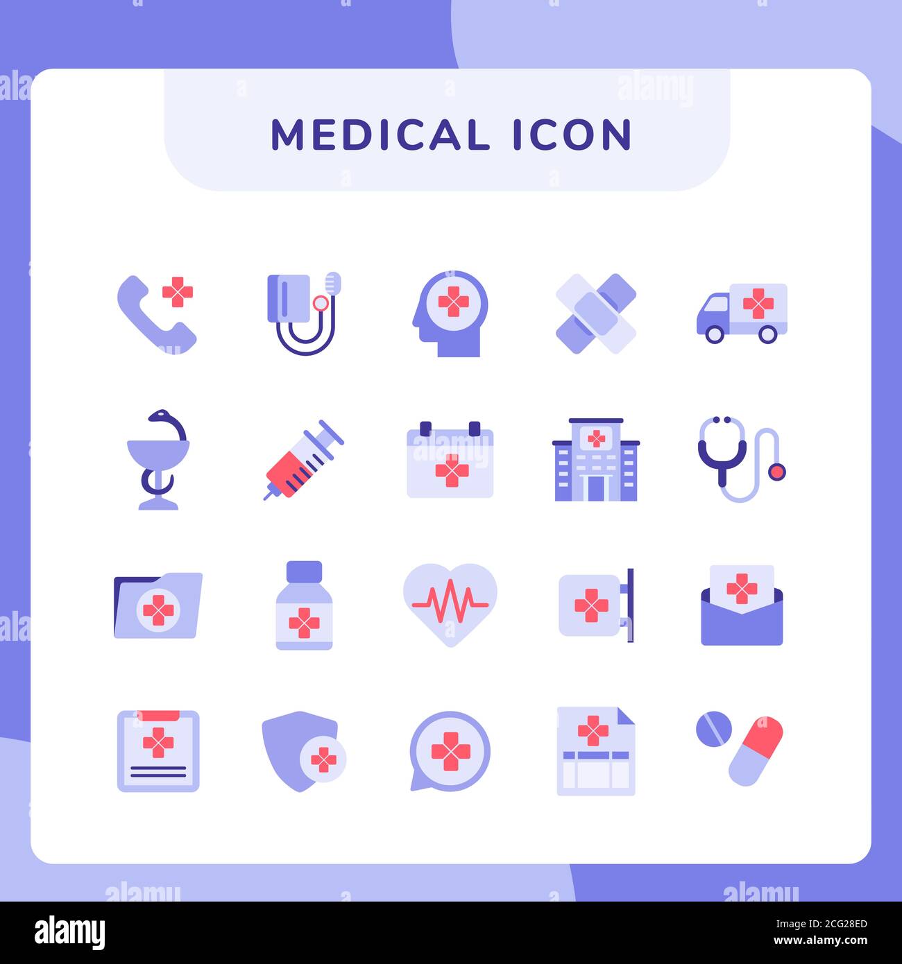 medical icon set collection with modern flat style and purple color ...