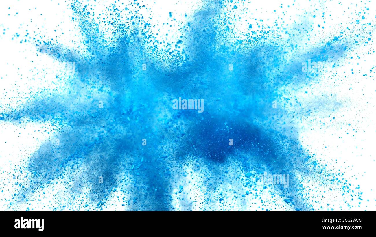 Explosion of colored powder isolated on white background. Abstract ...