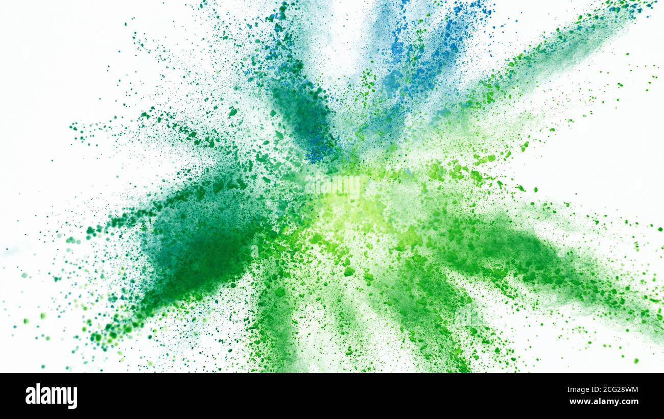 Explosion of colored powder isolated on white background. Abstract colored background Stock ...