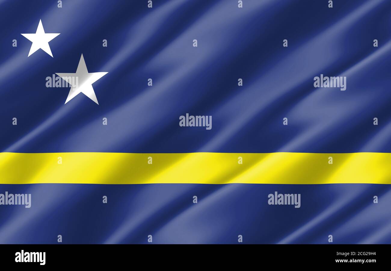 Silk wavy flag of Curacao graphic. Wavy Curacaoan flag illustration ...