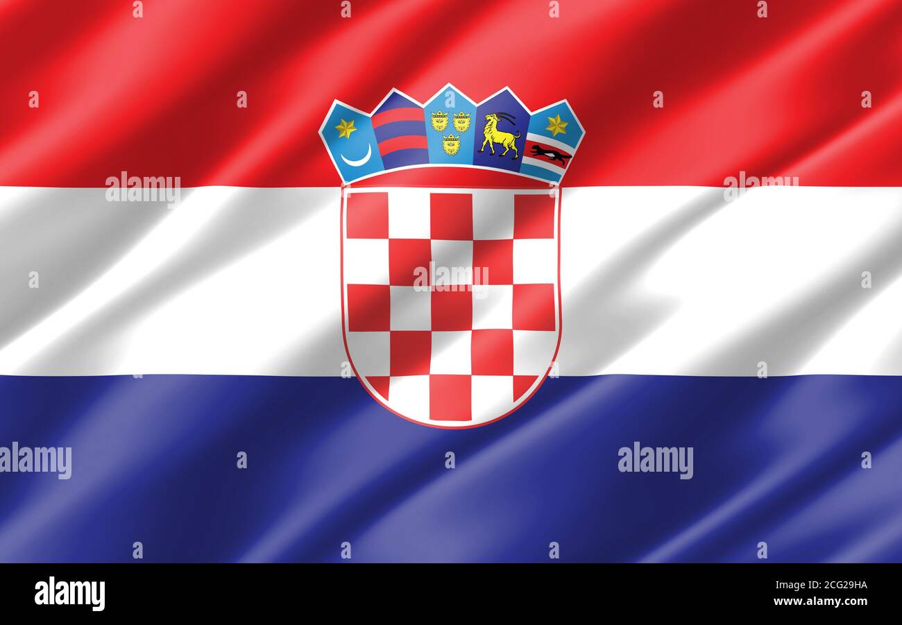 Silk wavy flag of Croatia graphic. Wavy Croatian flag illustration ...
