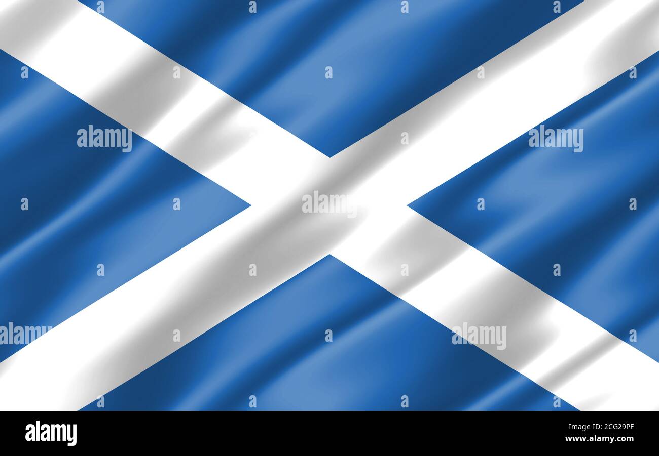 Silk wavy flag of Scotland graphic. Wavy Scottish flag illustration ...