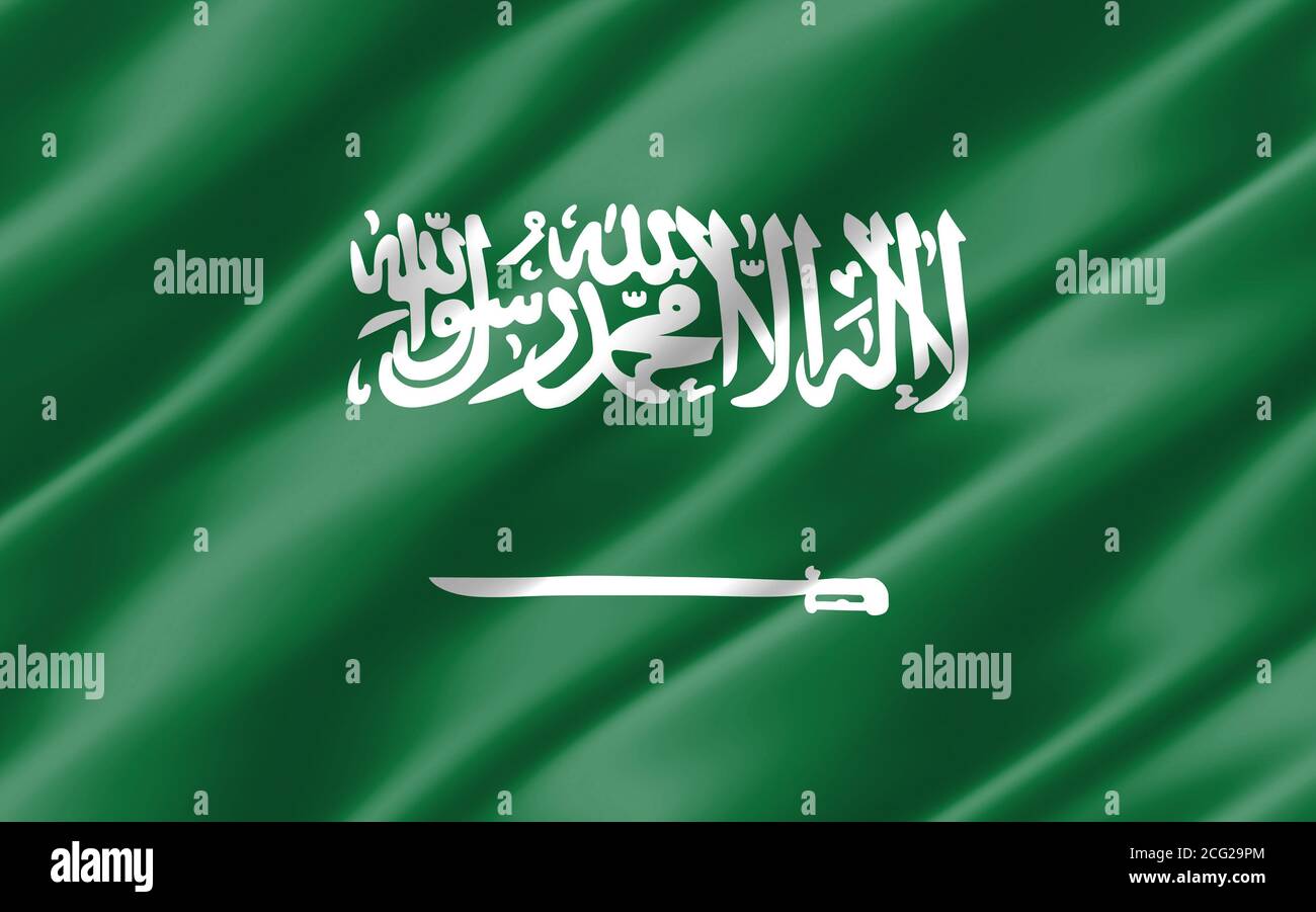 Silk wavy flag of Saudi Arabia graphic. Wavy Saudi Arabian flag ...
