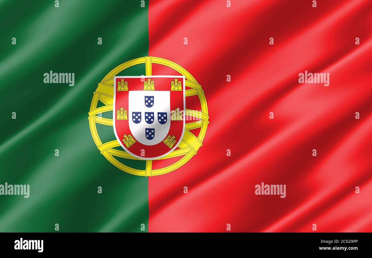 Silk wavy flag of Portugal graphic. Wavy Portugese flag illustration ...