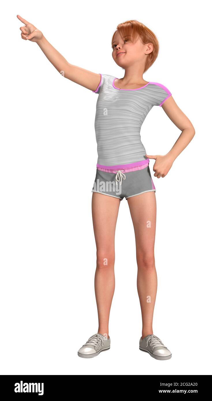 3D rendering of a pretty little girl isolated on white background Stock ...