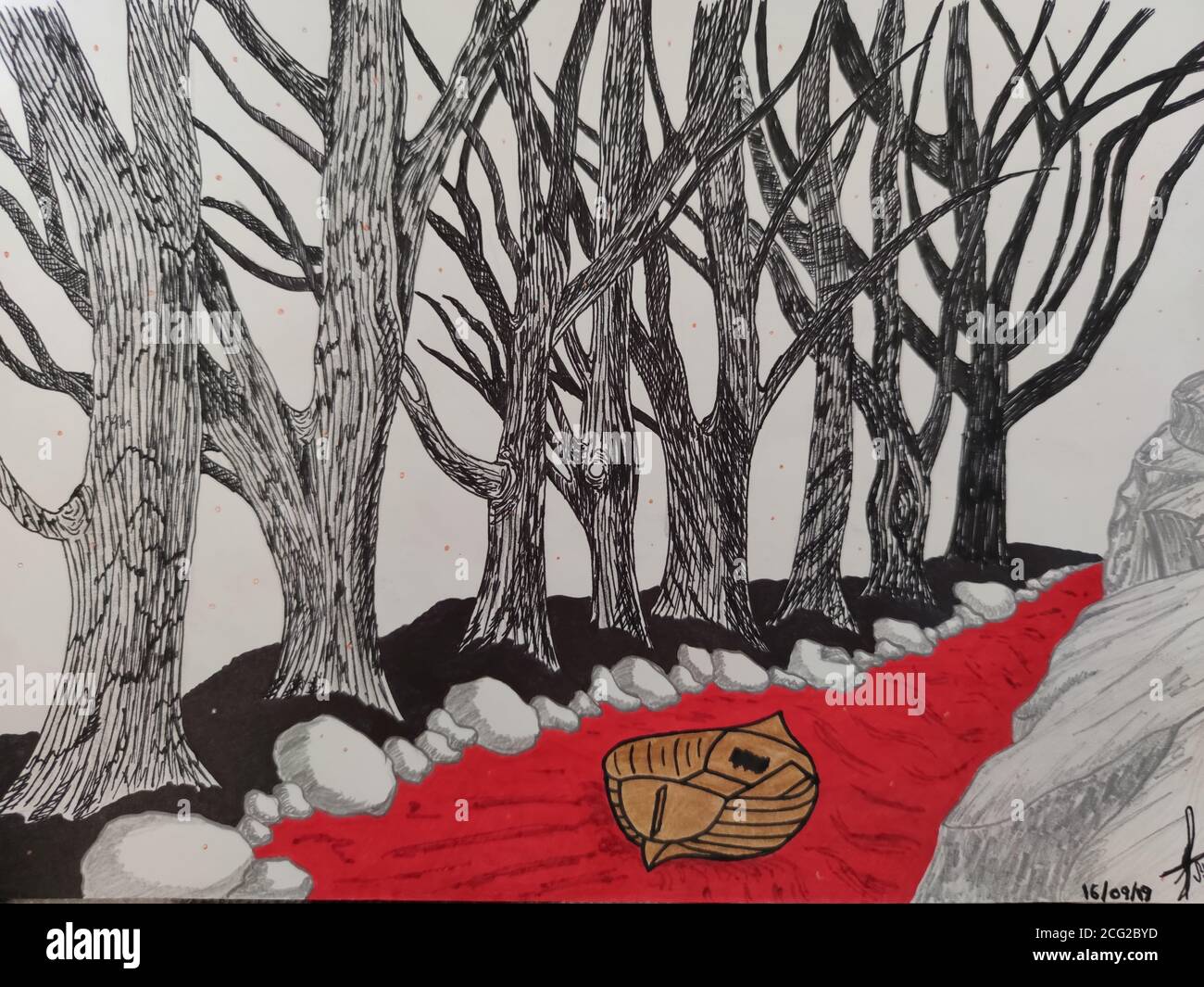 Bloody River Drawing Stock Photo - Alamy