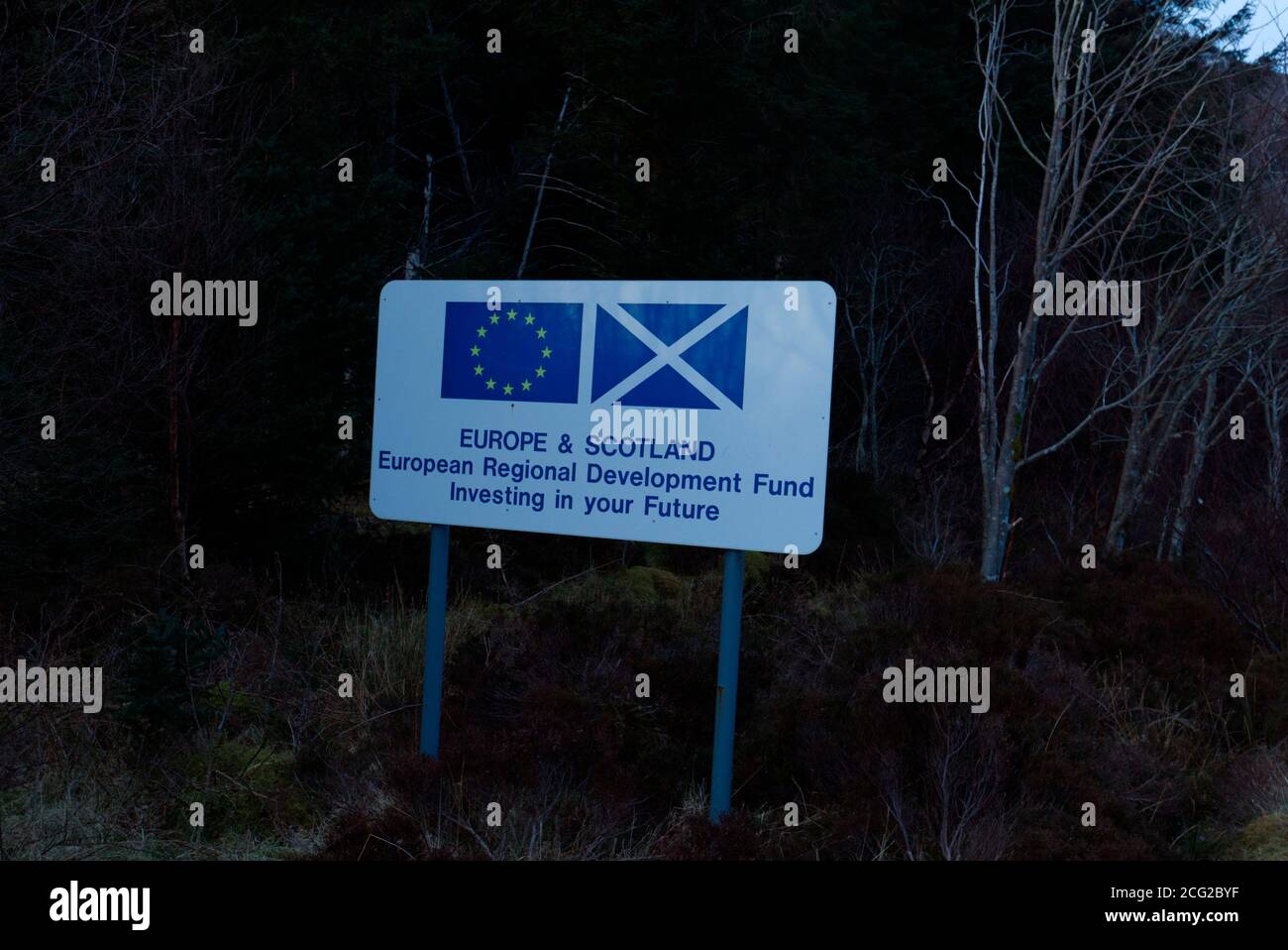 Scotland and Europe sign in Highland Scotland Stock Photo - Alamy