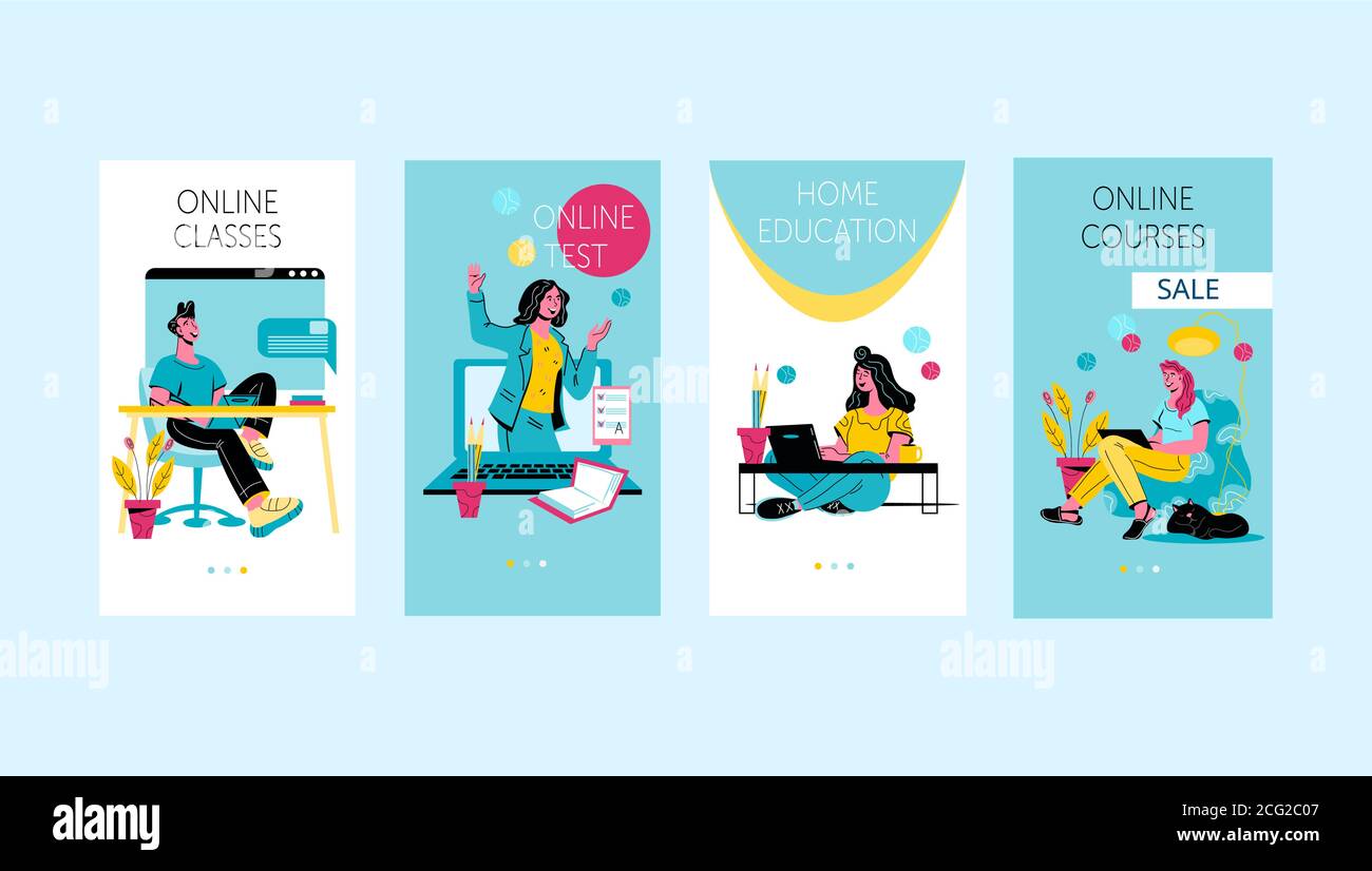 Onboarding page for a mobile app for online education vector cartoon ...