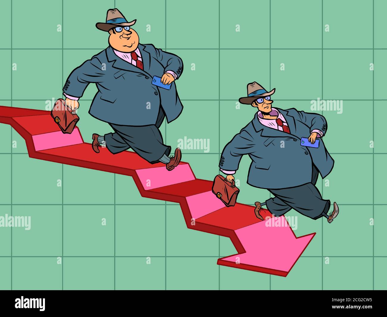 Downward graph man Stock Vector Images - Alamy