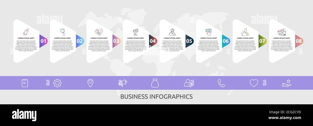 Infographics triangles with 8 steps, labels. Vector template uses for ...