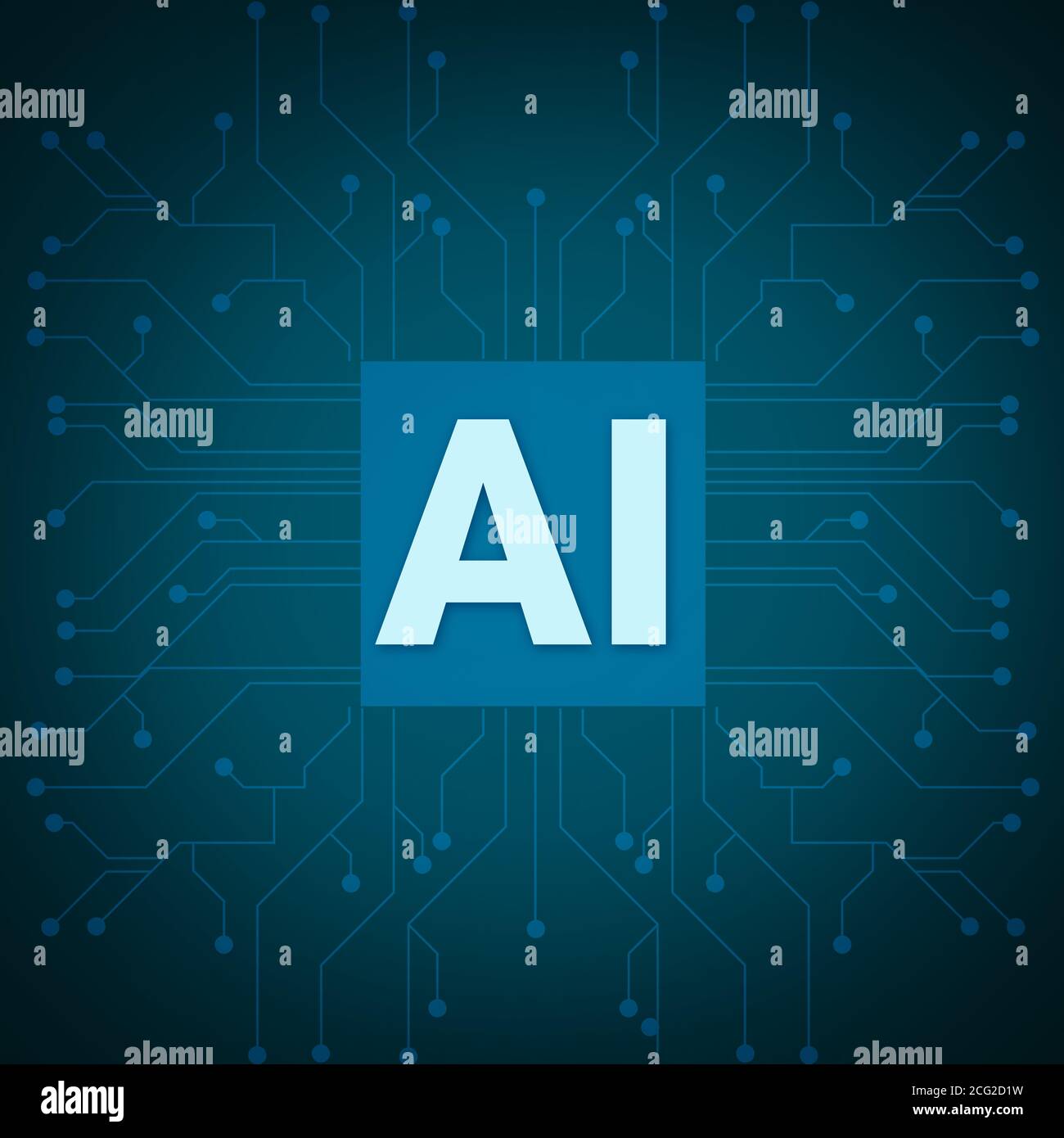 Artificial Intelligence Concept. AI Lettering Over Futuristic Circuit ...