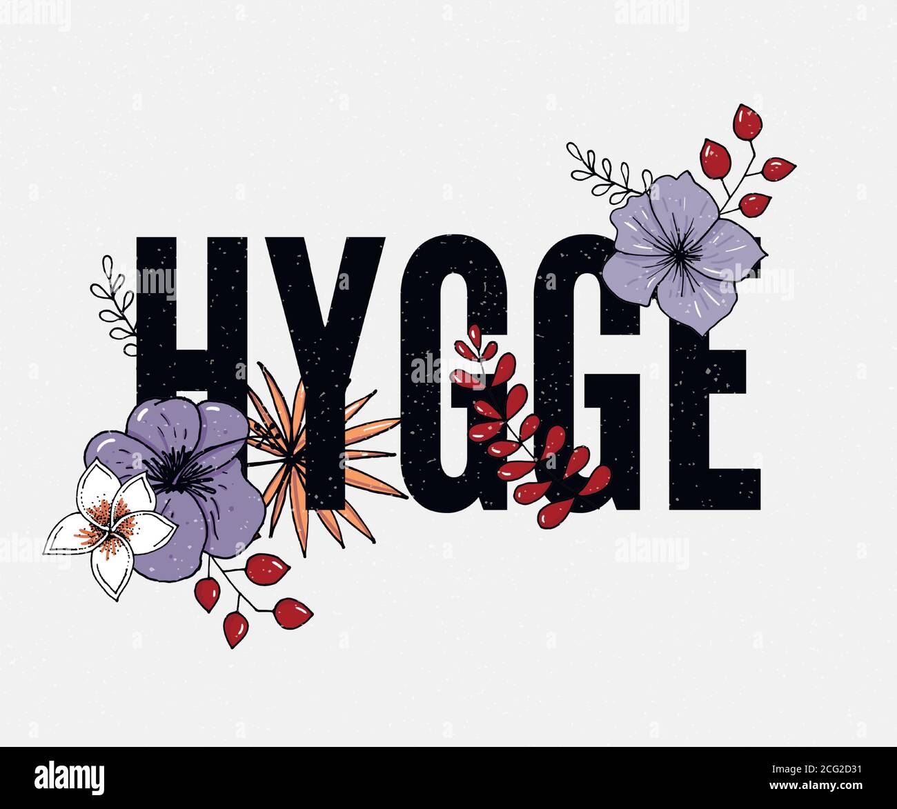 Hygge Slogan. Flowers background Autumn colors theme of hygge lifestyle ...