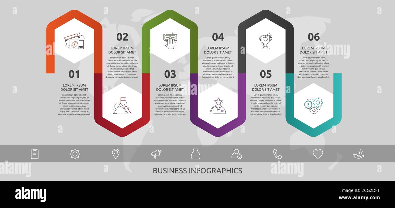 Vector infographic template hexagons for six icons, diagram, graph ...