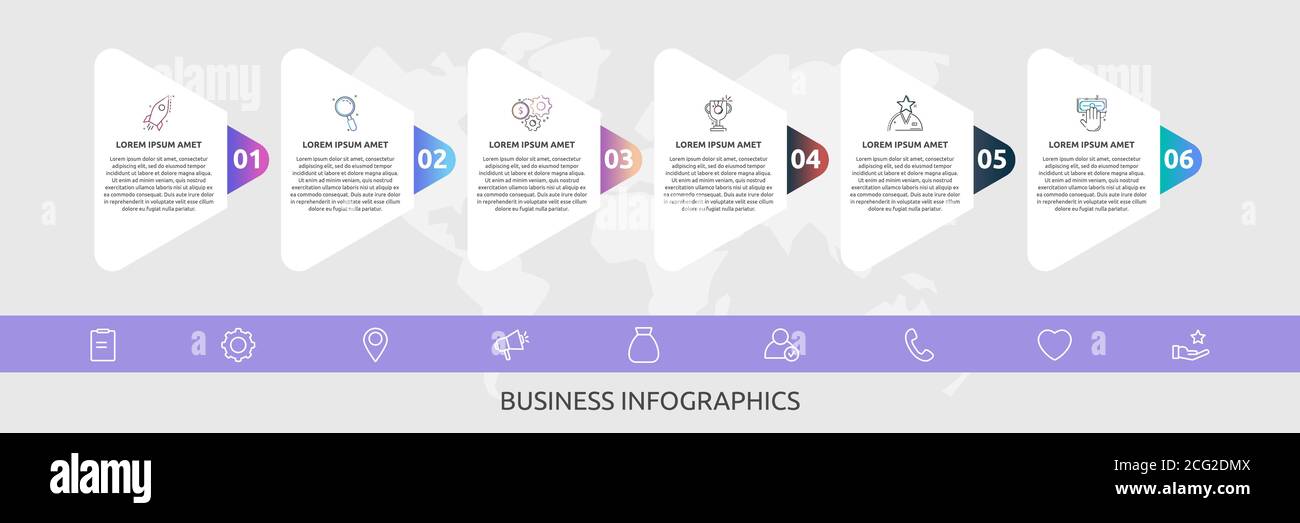 Infographics triangles with 6 steps, labels. Vector template uses for ...
