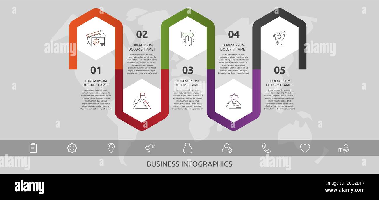 Vector infographic template hexagons for five icons, diagram, graph ... Vector infographic template hexagons for five icons, diagram, graph ...