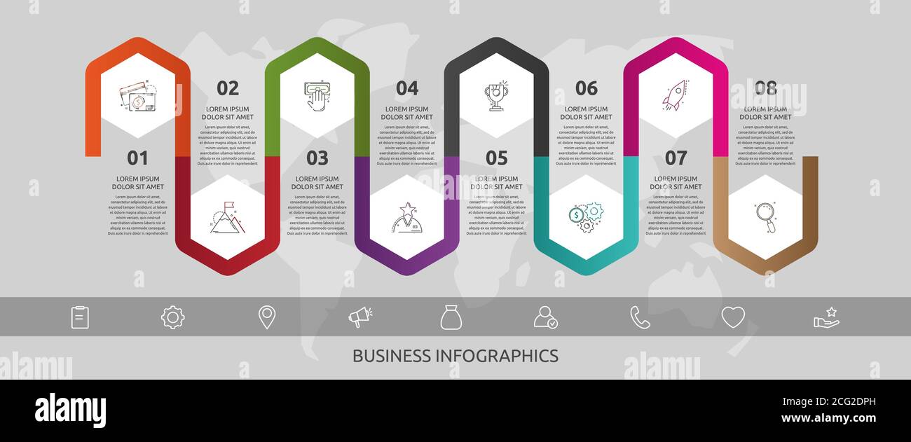 Vector infographic template hexagons for eight icons, diagram, graph ...