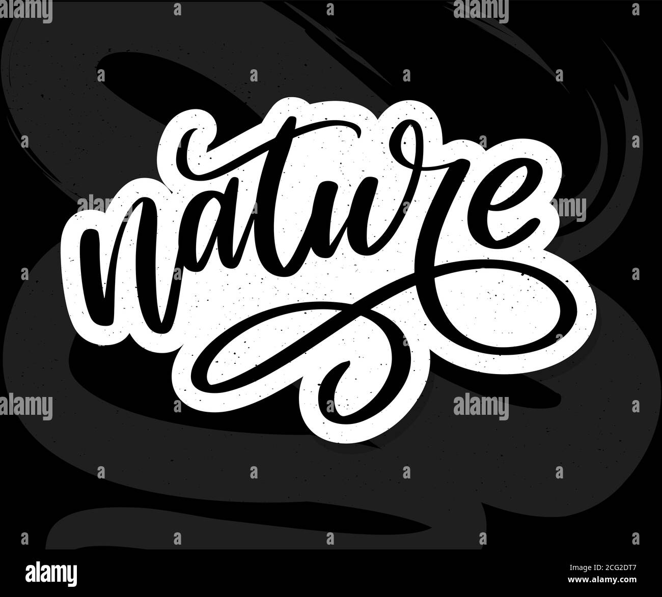 100 natural green lettering sticker with brushpen calligraphy. Eco ...