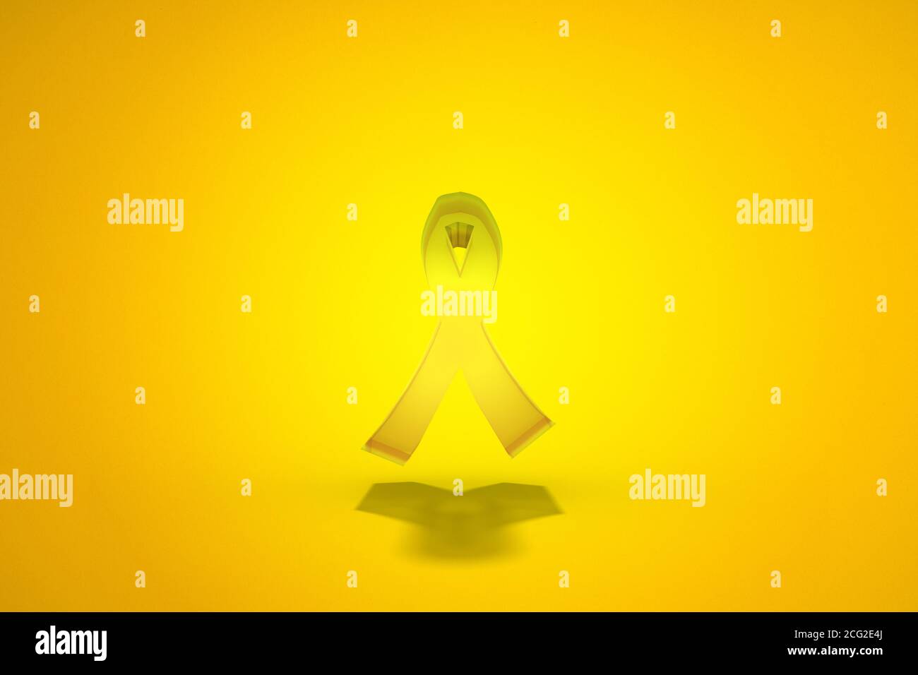 A yellow ribbon symbol in a yellow background. 3D rendering Stock Photo ...