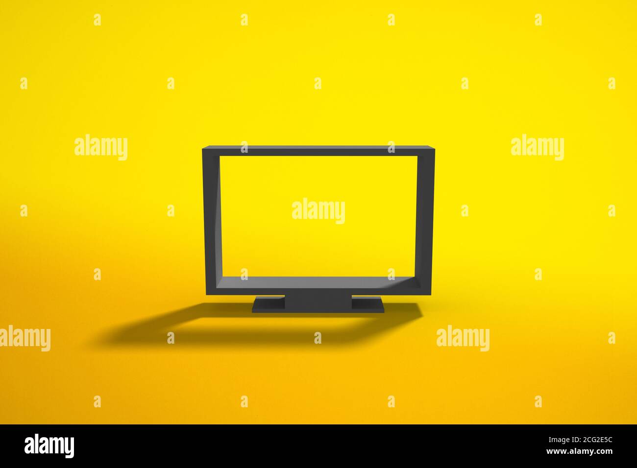 Monitor icon in yellow background. 3D rendering Stock Photo - Alamy