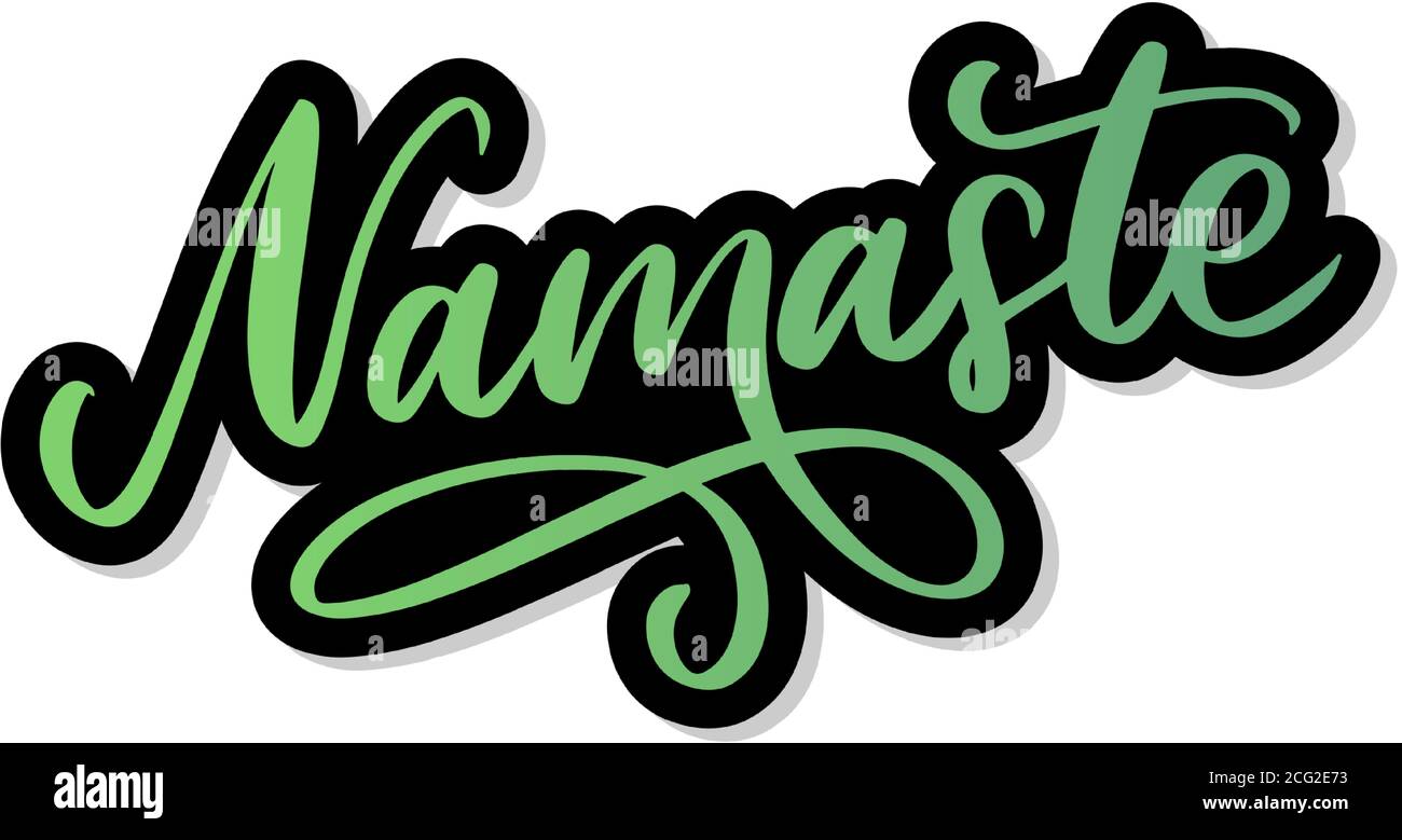 Hand drawn namaste card. Hello in hindi. Ink illustration. Hand drawn ...