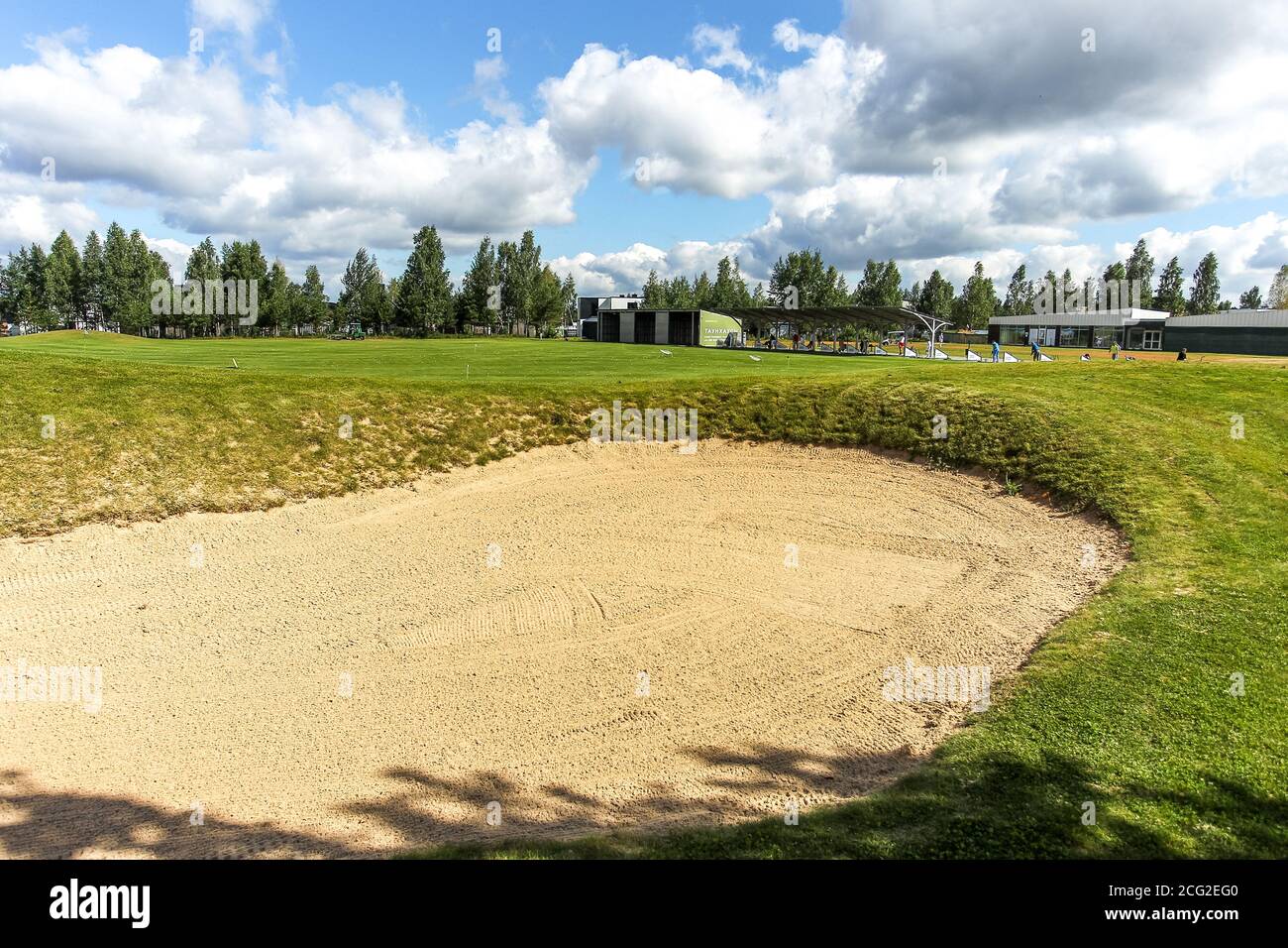 Golf course bunker obstacle view Stock Photo - Alamy