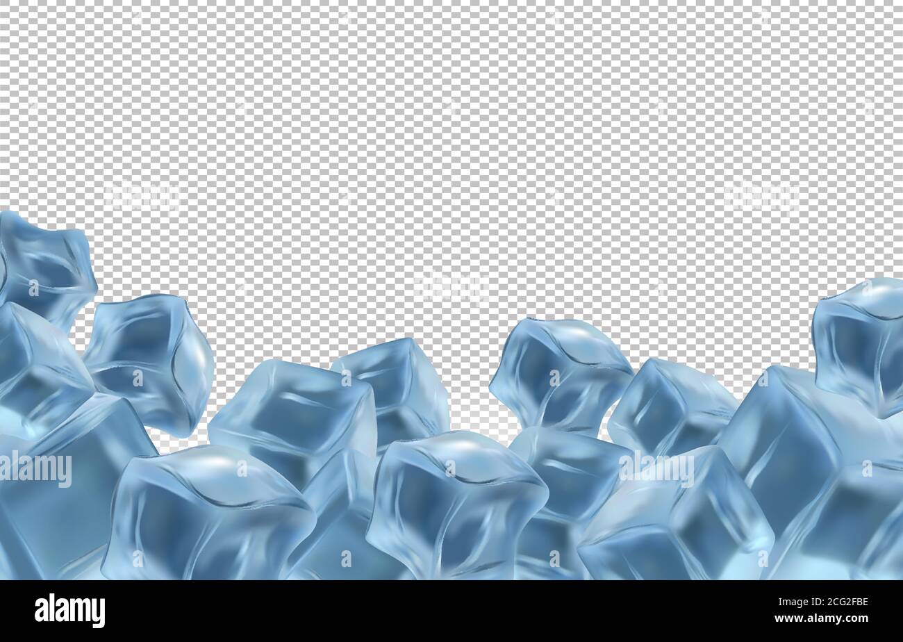 Frozen ice cubes on transparent background with copy space for your ...