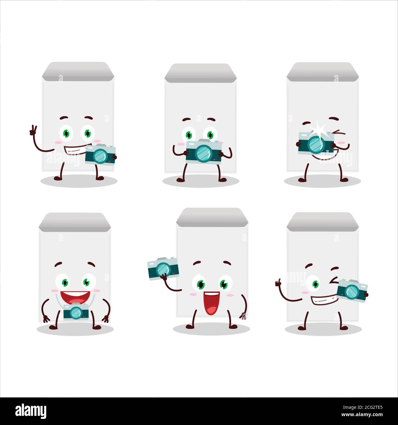 Photographer profession emoticon with white envelope cartoon character ...