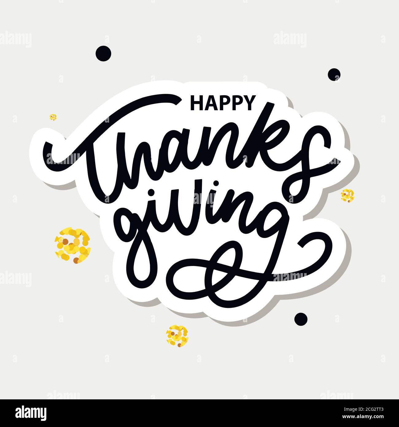 Happy thanksgiving brush hand lettering, isolated on white background ...