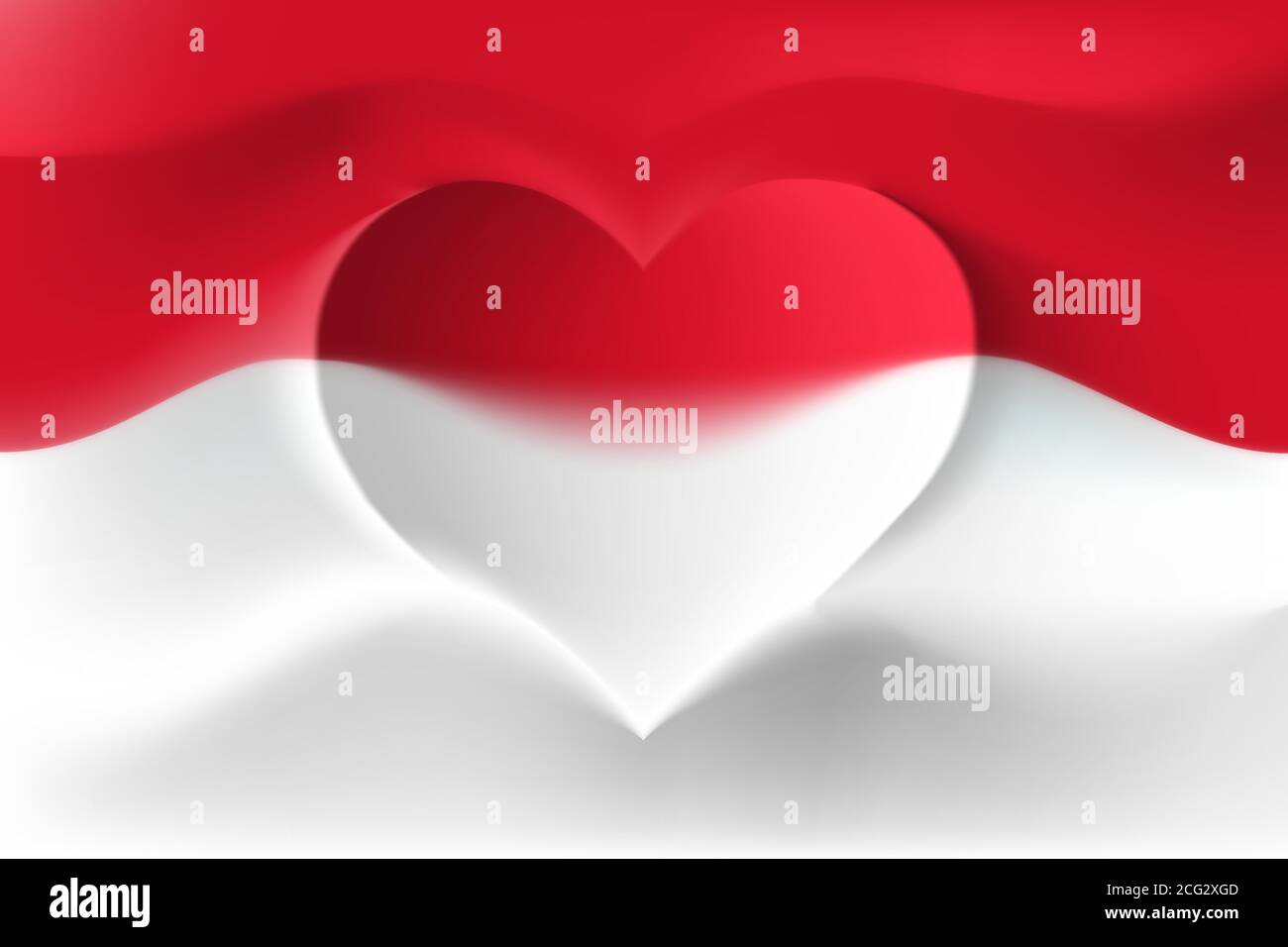 Indonesia with love. Indonesian national flag with heart shaped waves ...