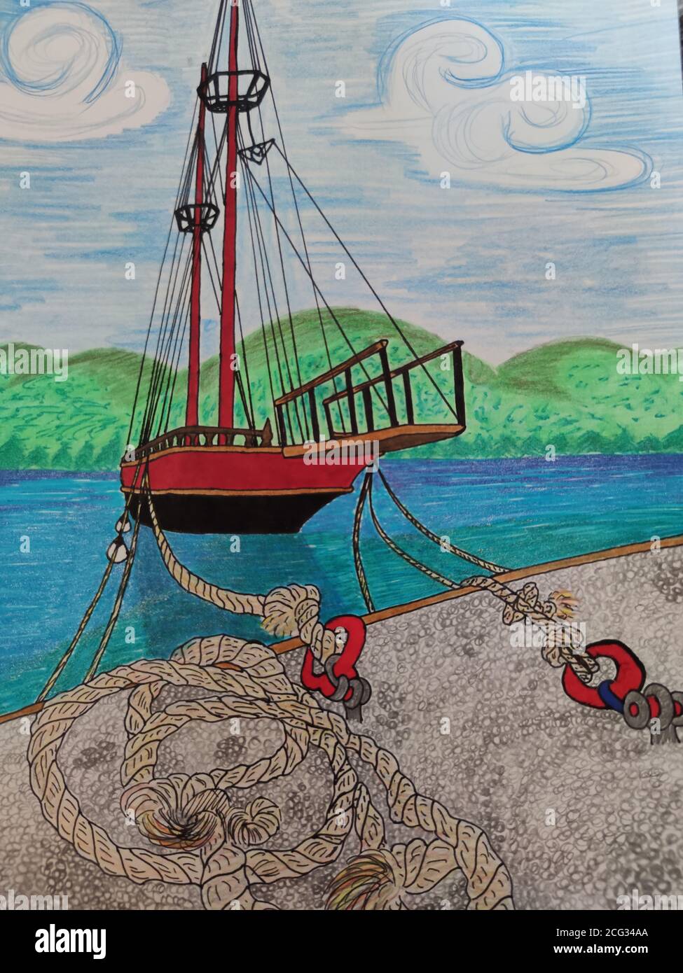 Ship drawing hi-res stock photography and images - Alamy